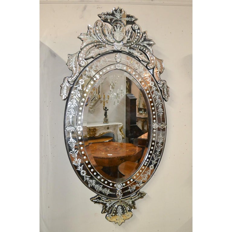 Venetian Etched Glass Wall Mirror, circa 1940 at 1stDibs | 1940 wall ...