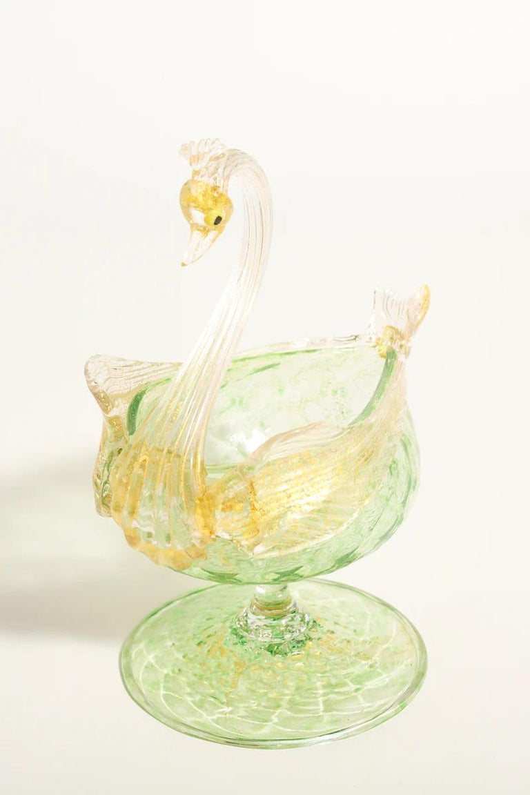 Venetian Glass Swan Serving Set of Five Pieces For Sale at 1stDibs
