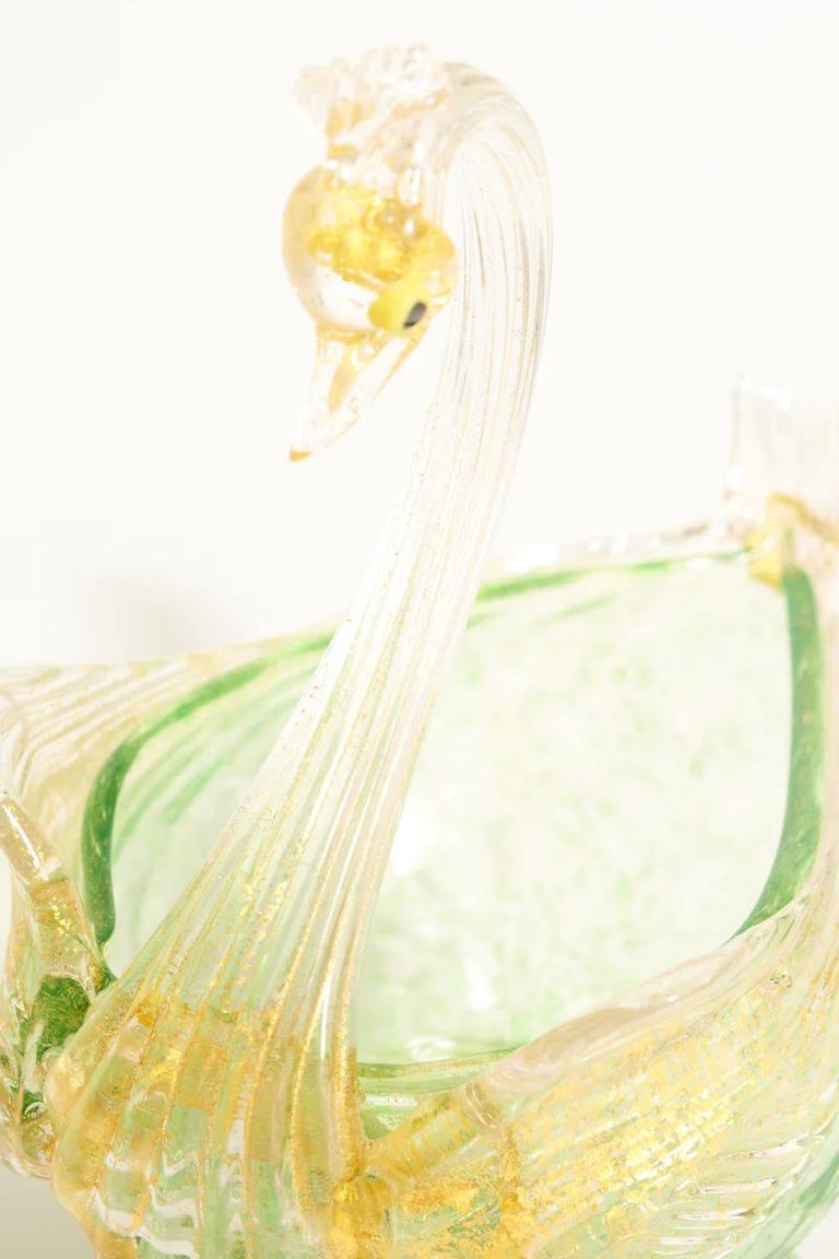 Venetian Glass Swan Serving Set of Five Pieces For Sale at 1stDibs