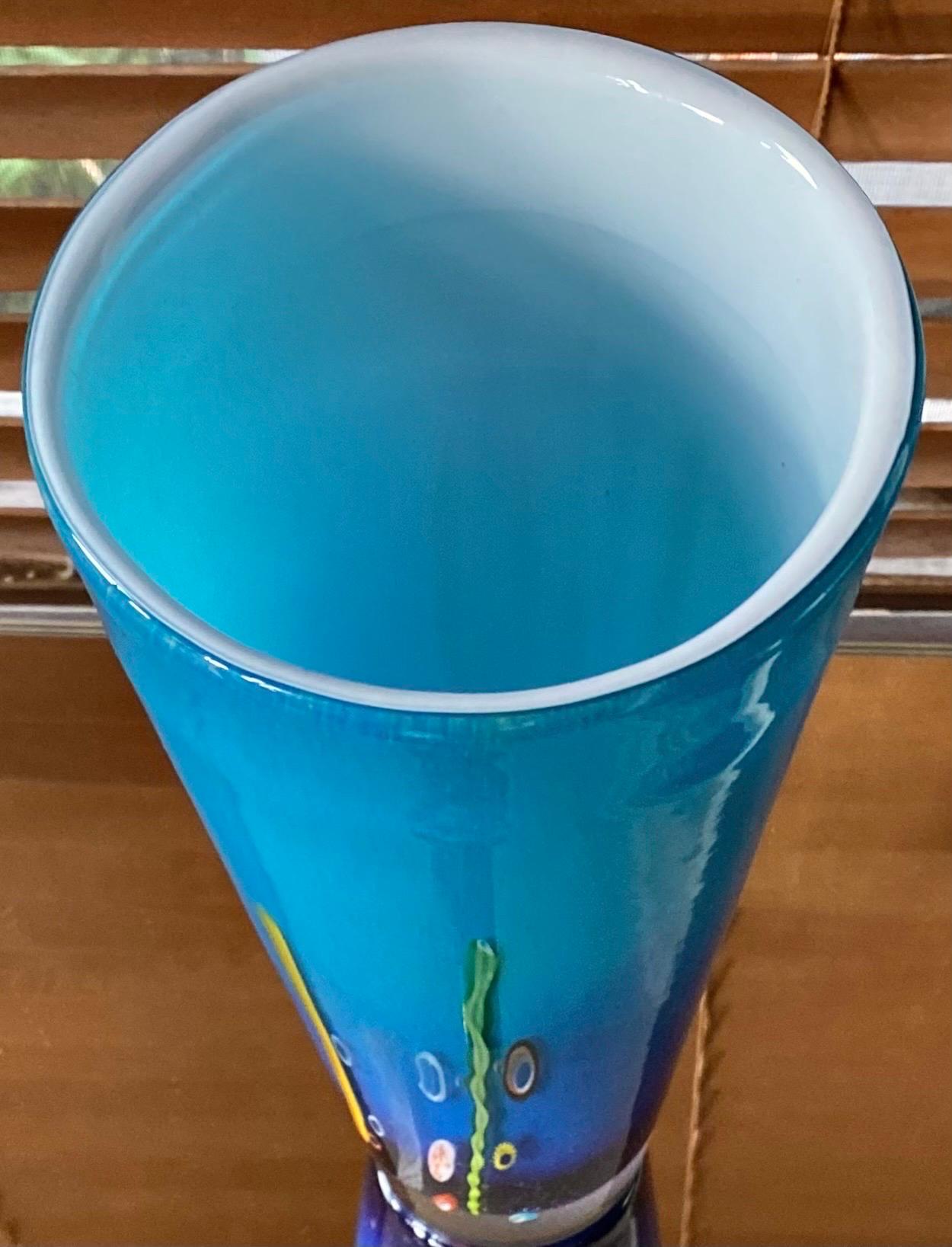 Venetian Millefiori Gold Inclusion Blown Cased Glass Vase For Sale at ...