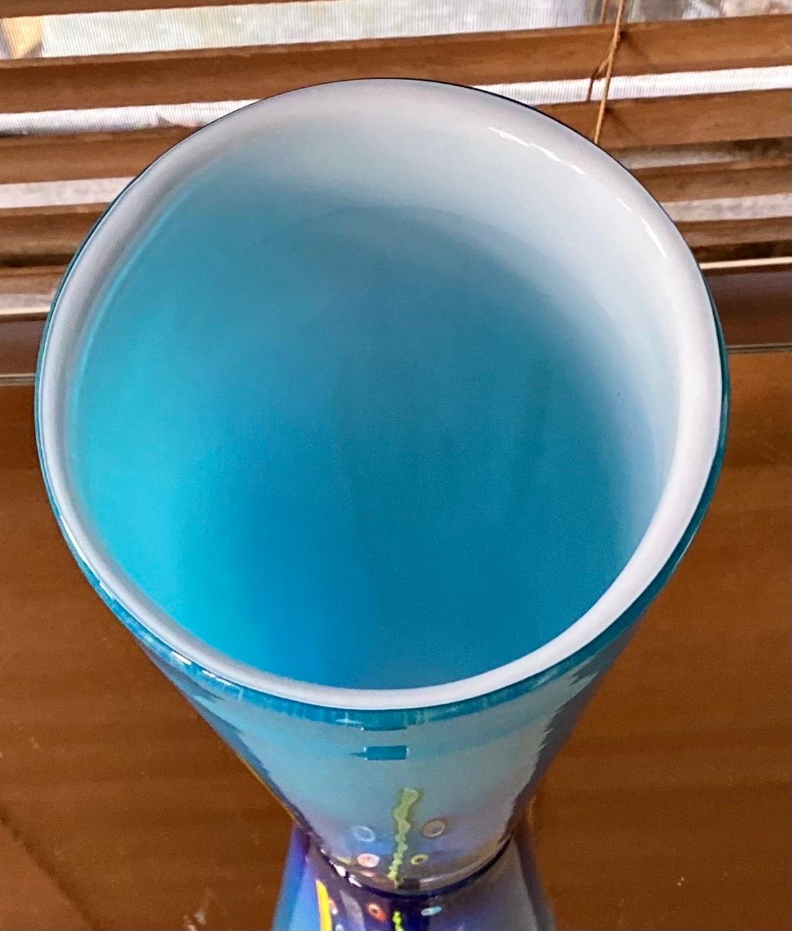 Venetian Millefiori Gold Inclusion Blown Cased Glass Vase For Sale at ...