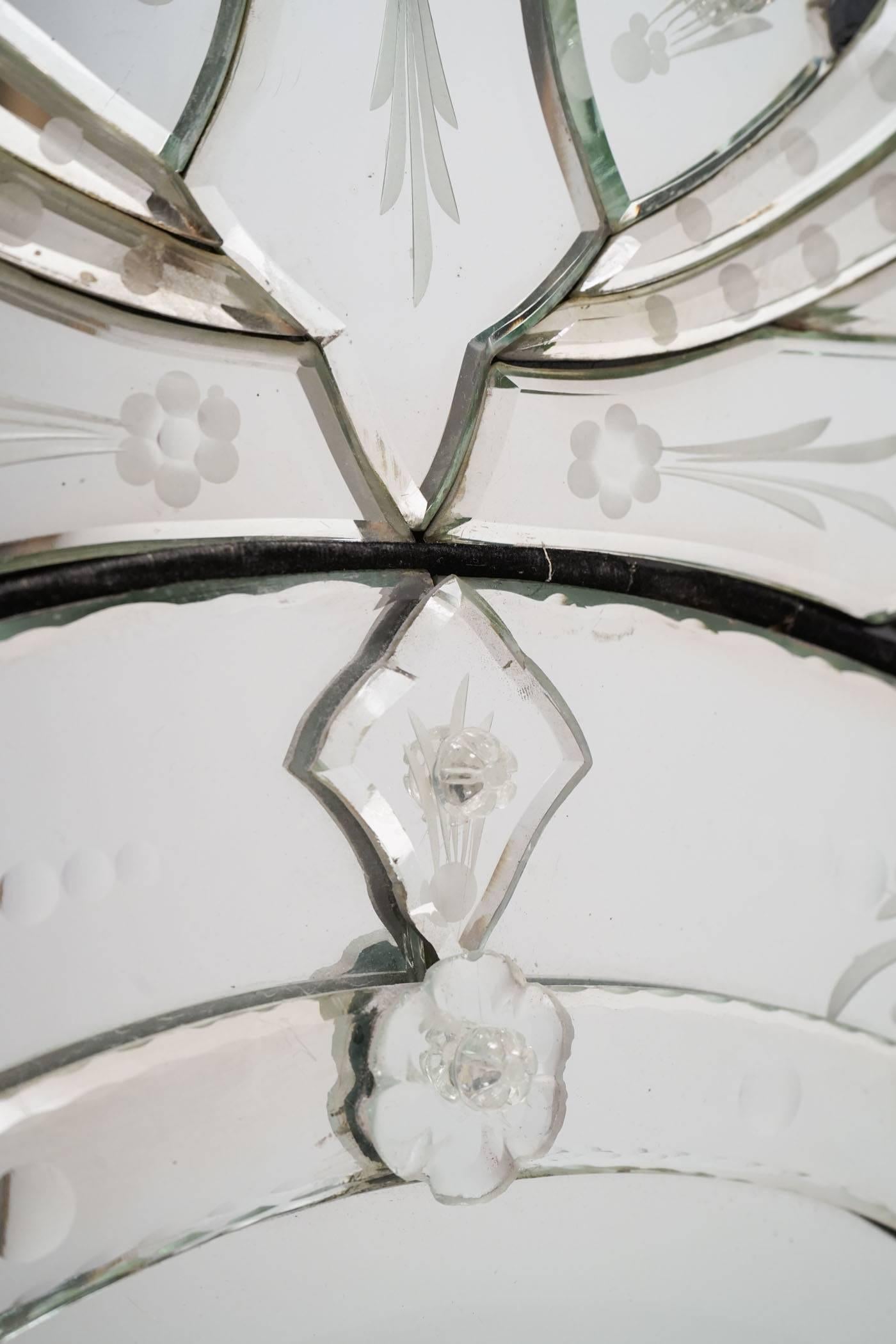 Venetian Mirror of the 20th century. Glass is etched and bevelled. at ...