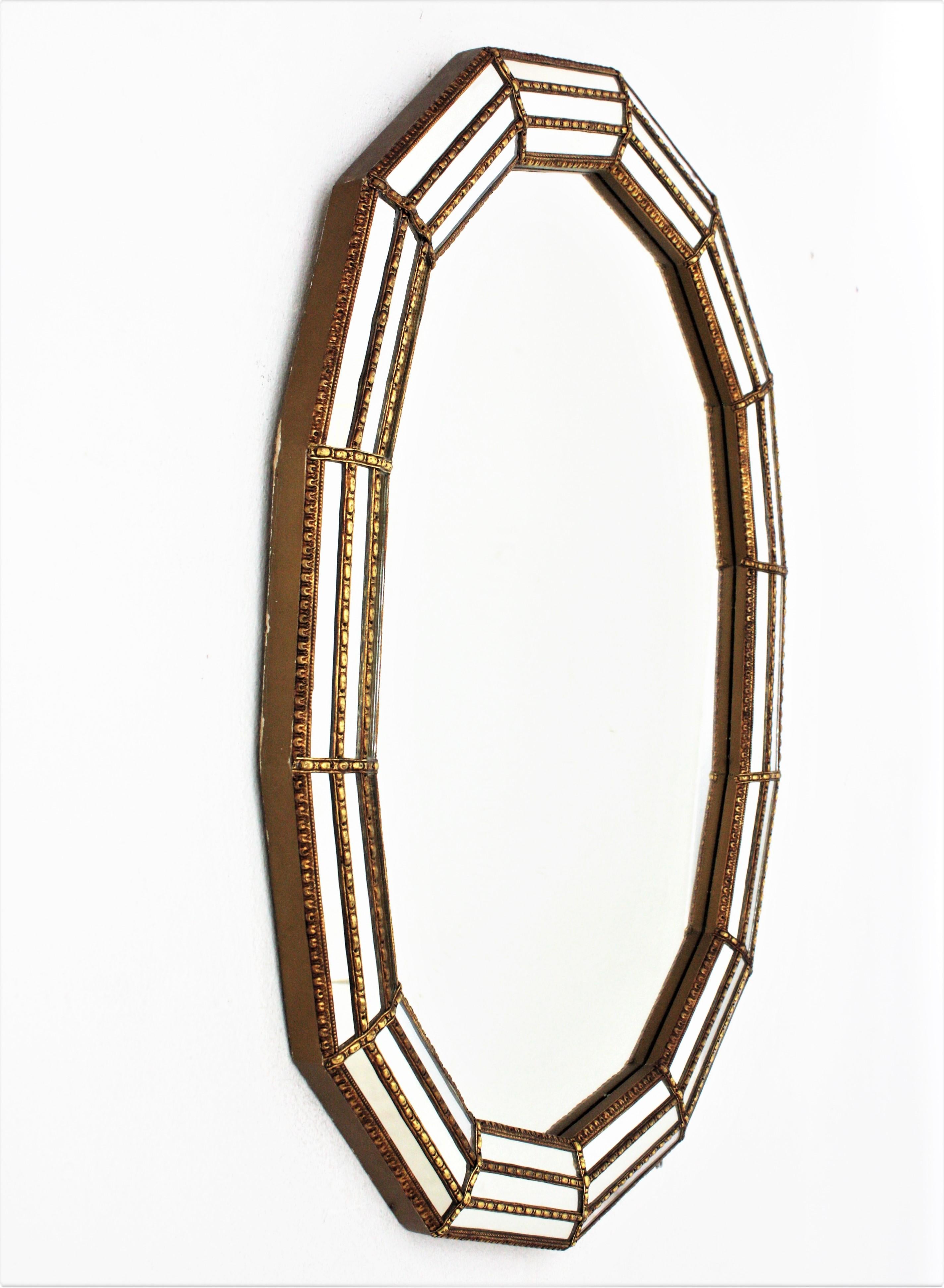 Venetian Modern Oval Mirror with Brass Details at 1stDibs