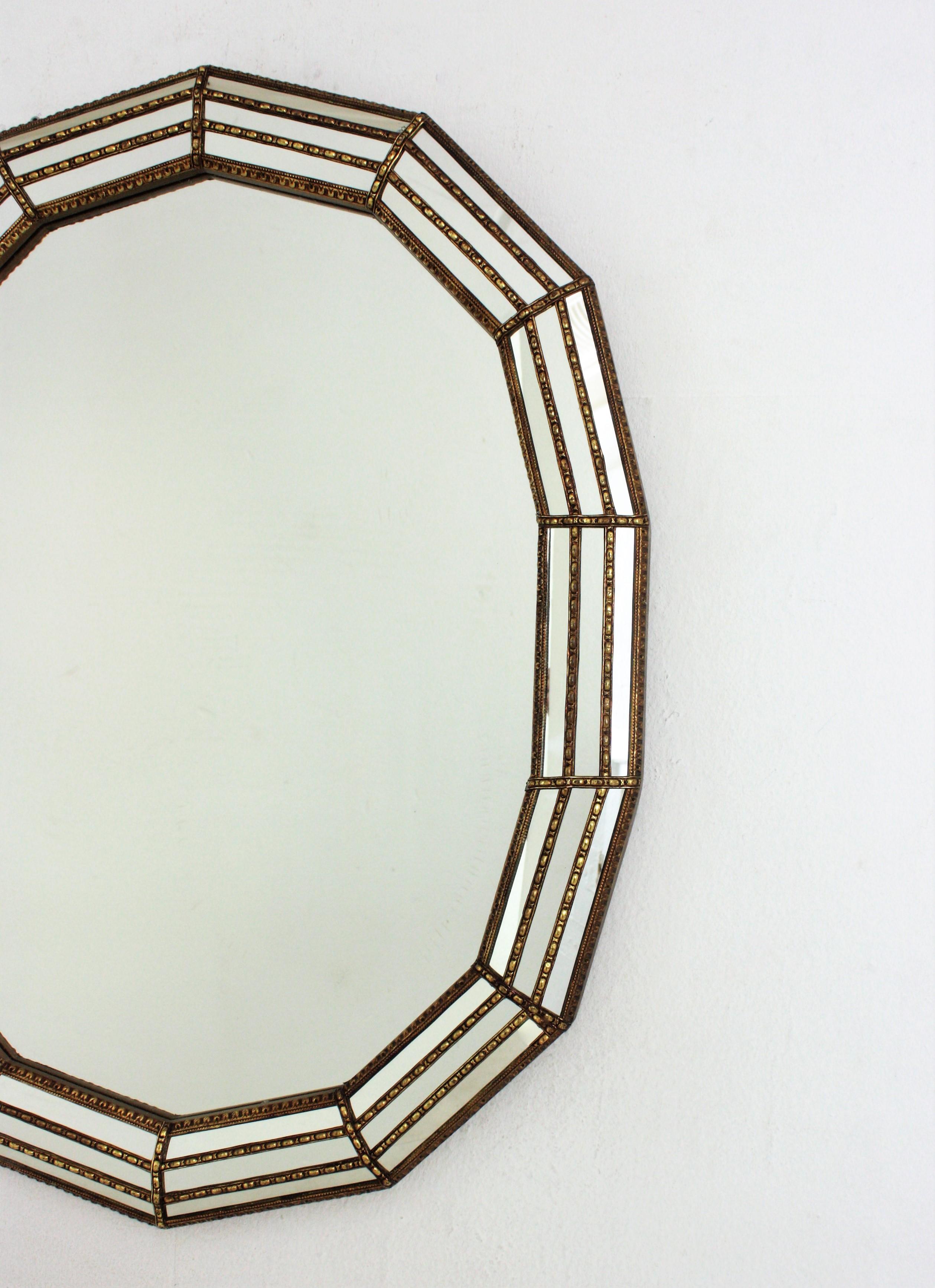 Venetian Modern Oval Mirror with Brass Details at 1stDibs