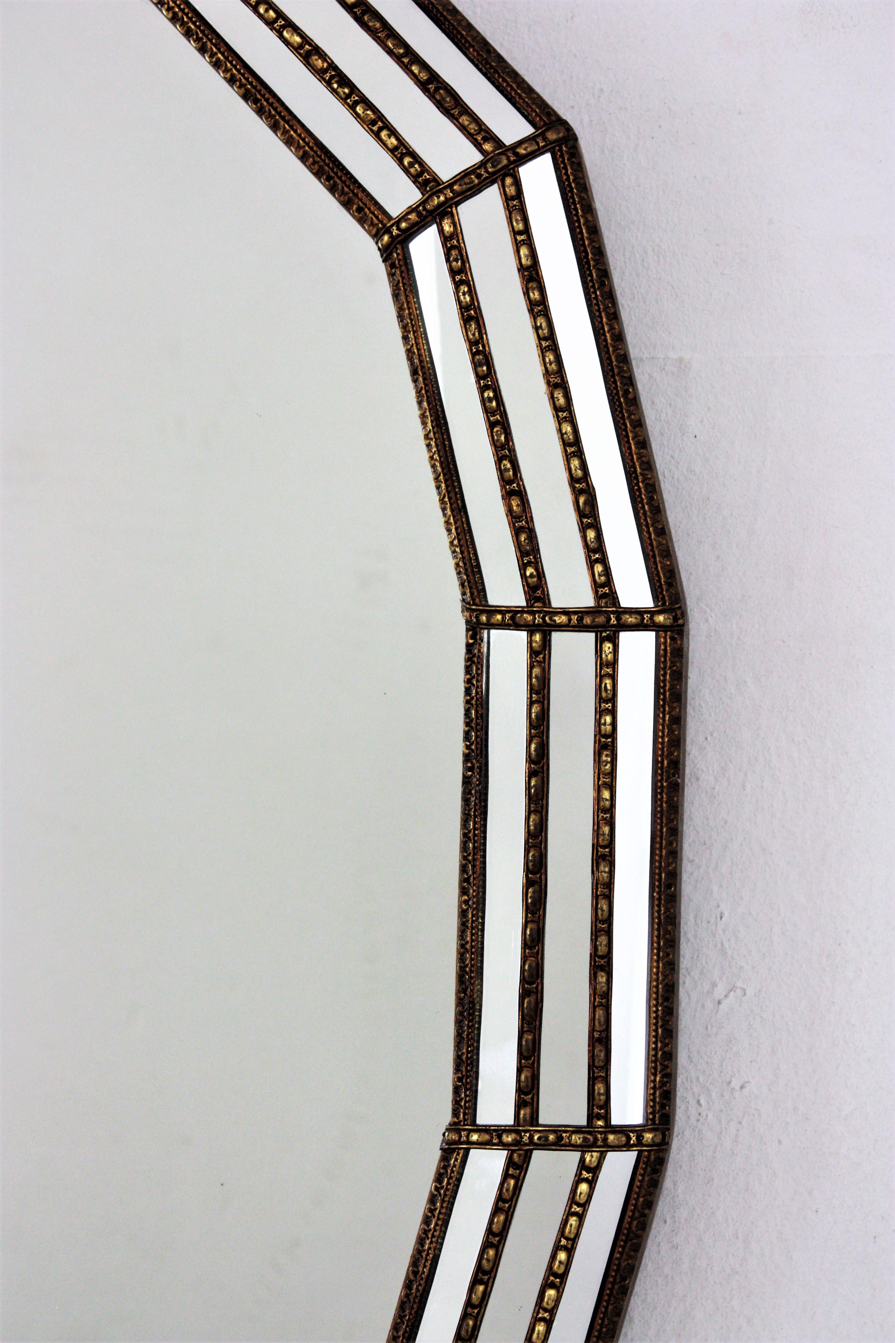 Venetian Modern Oval Mirror with Brass Details at 1stDibs