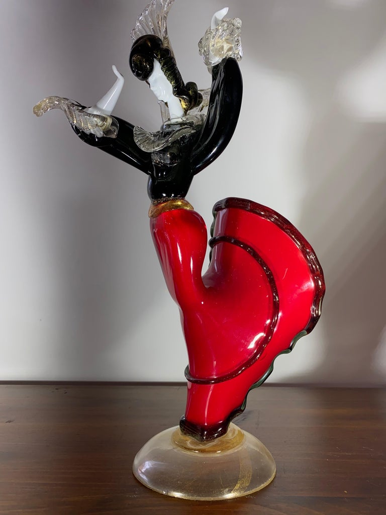 Venetian Murano Glass Flamenco Dancer Figurine, 1950 For Sale at 1stDibs