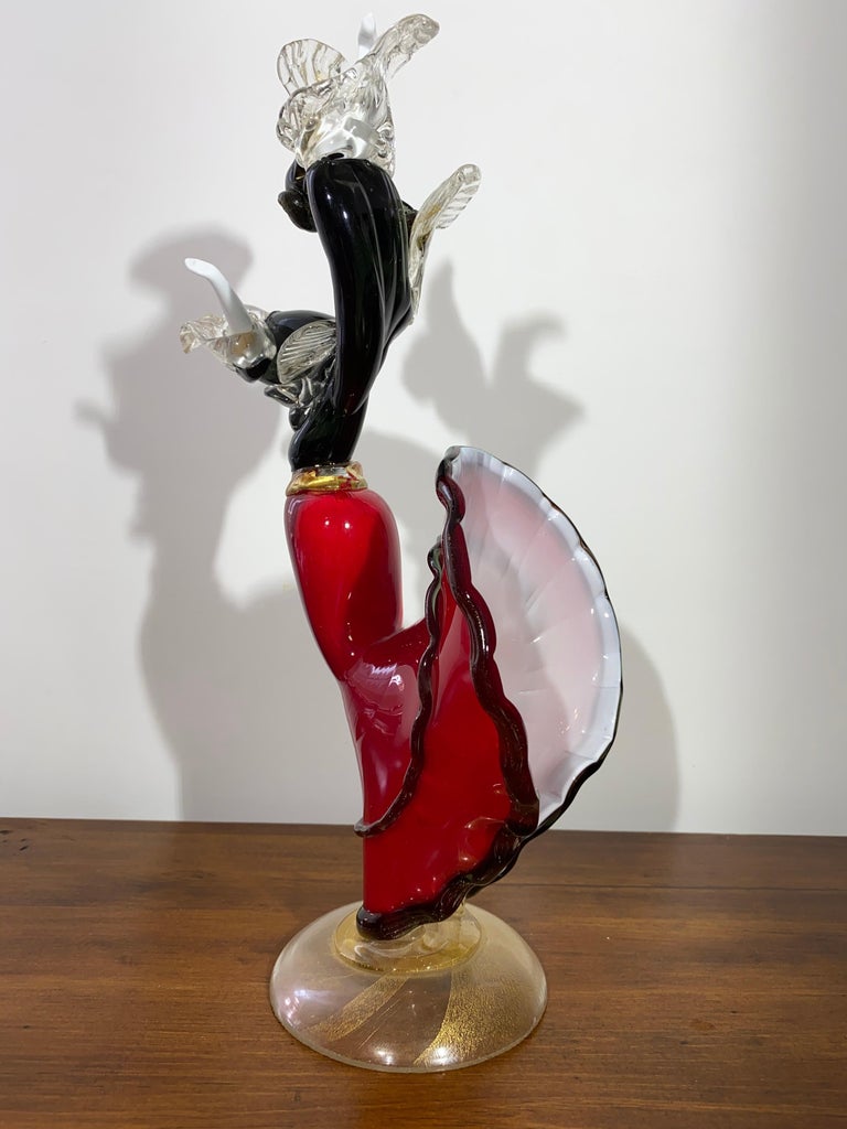 Venetian Murano Glass Flamenco Dancer Figurine, 1950 For Sale at 1stDibs