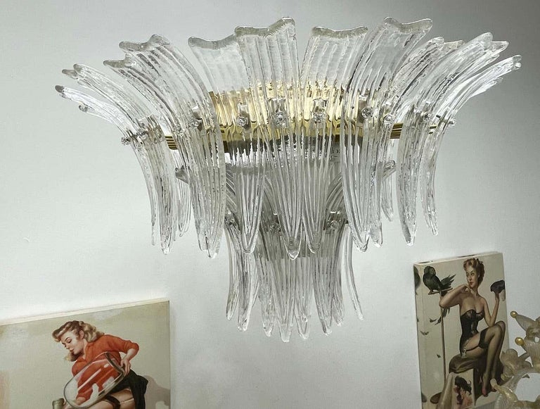 Venetian Murano Glass Palmette Chandelier Flush Mount by Barovier Toso, Italy For Sale at 1stDibs