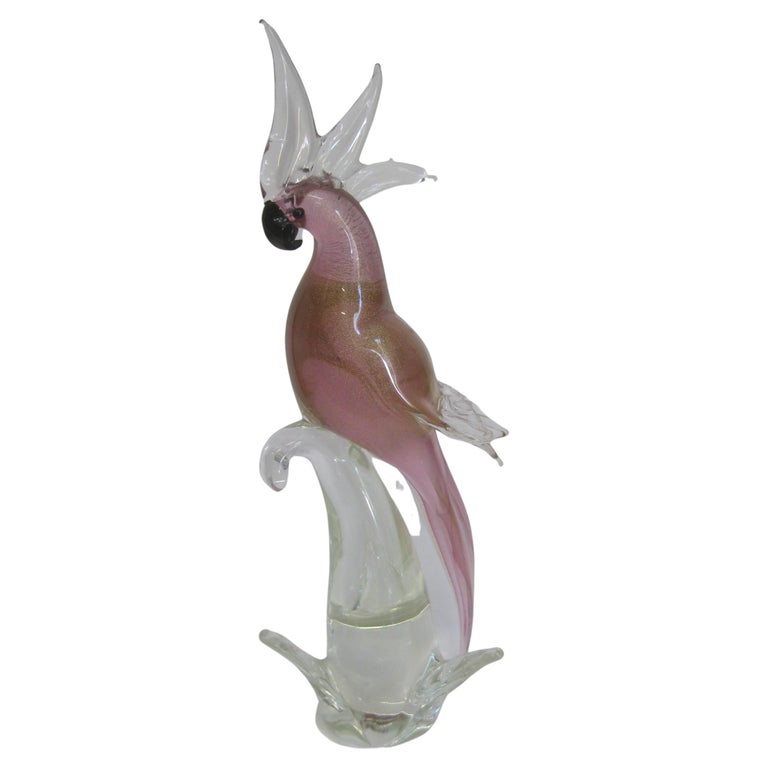 Venetian Murano Oggetti Italian Sommeroso Art Glass Cockatoo Bird ...