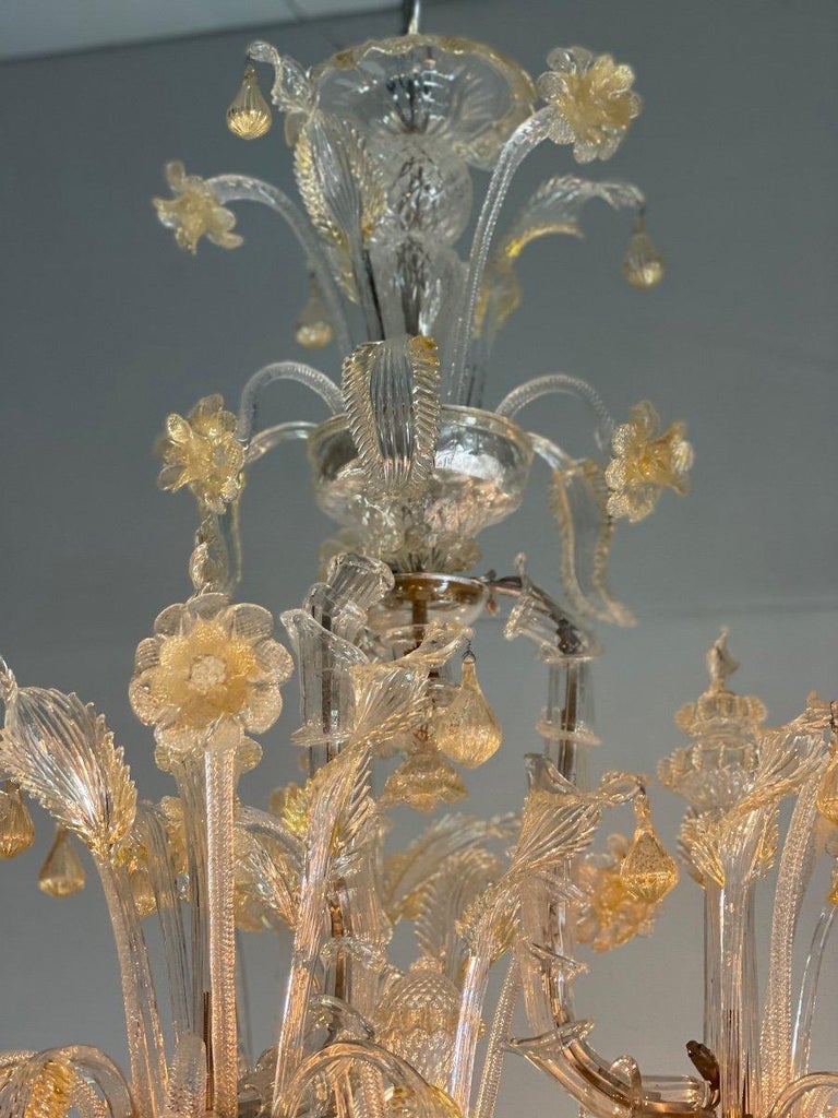 Venetian Rezzonico Chandelier In Golden Murano Glass 12 Arms Of Light ...