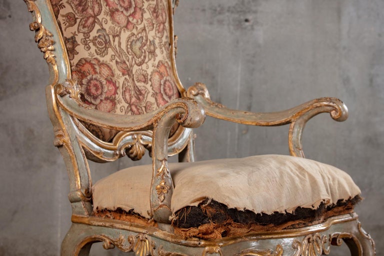Venetian Rococo Decorated Armchair For Sale at 1stDibs