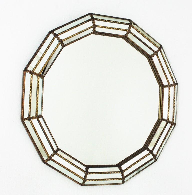 Venetian Style Dodecagon Wall Mirror with Brass Details For Sale at ...