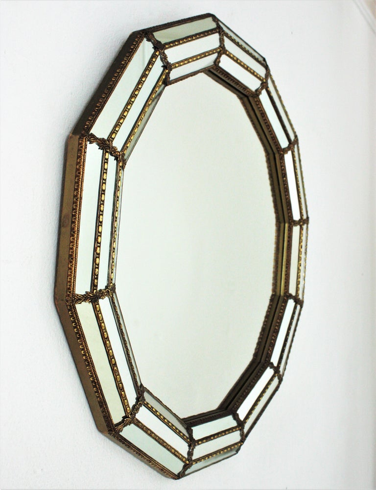 Venetian Style Dodecagon Wall Mirror with Brass Details For Sale at ...