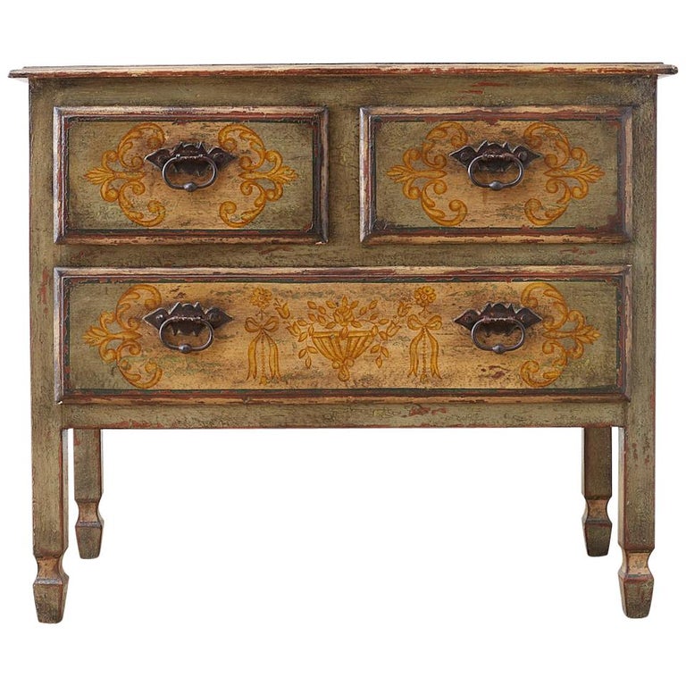 Venetian Style Painted Three-Drawer Commode or Chest at 1stDibs