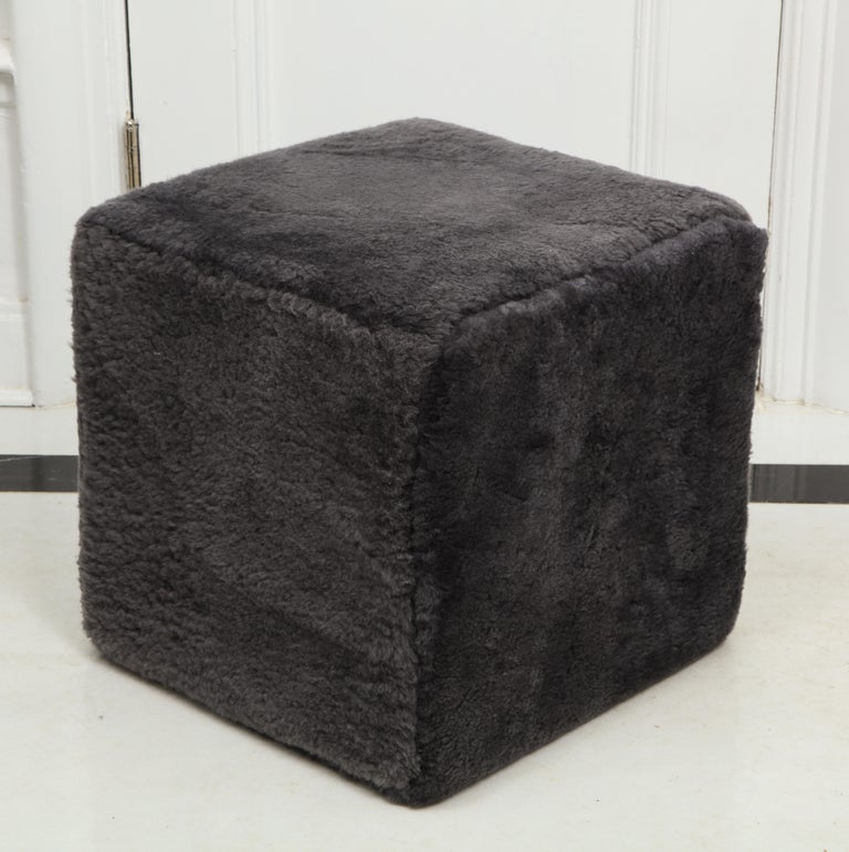 Venfield Custom Pair of Shearling Cube Foot Stools/Ottoman For Sale at ...