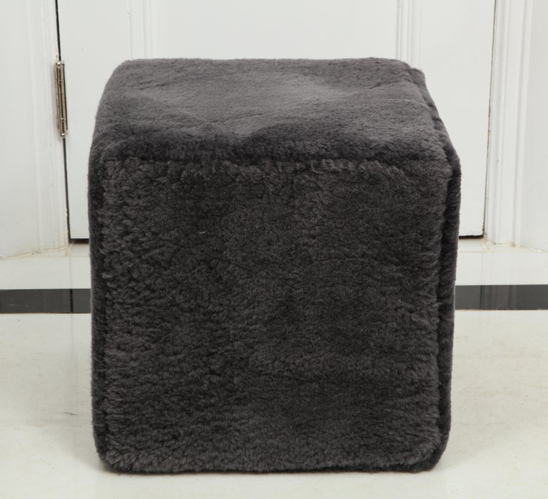Venfield Custom Pair of Shearling Cube Foot Stools/Ottoman For Sale at ...