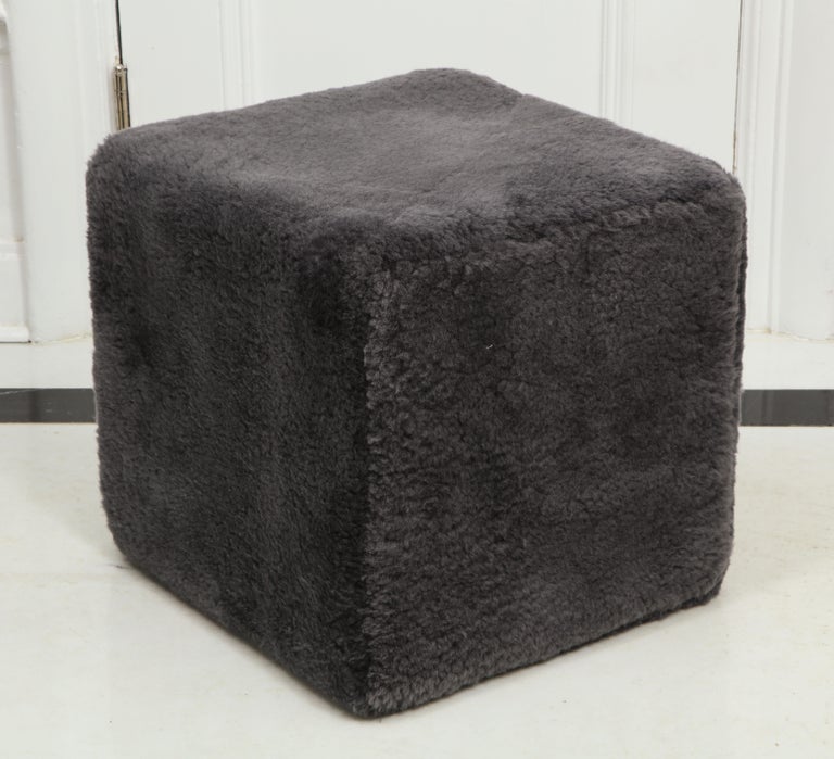 Venfield Custom Pair of Shearling Cube Foot Stools/Ottoman For Sale at ...