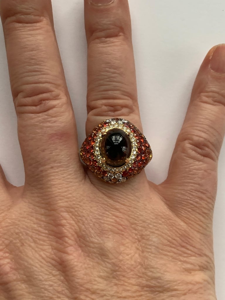 Venice 18 Karat Yellow Gold Smokey Quartz, Diamonds and Sapphires ...