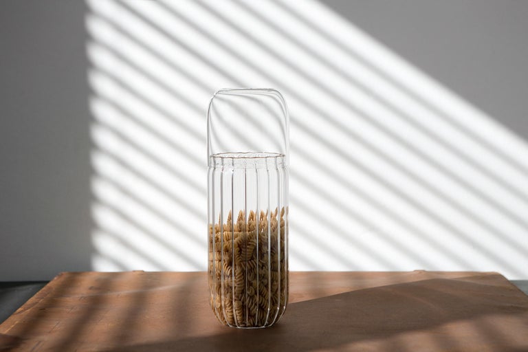 Venice Blown Contemporary Smooth and Striped Glass Minimal Container ...