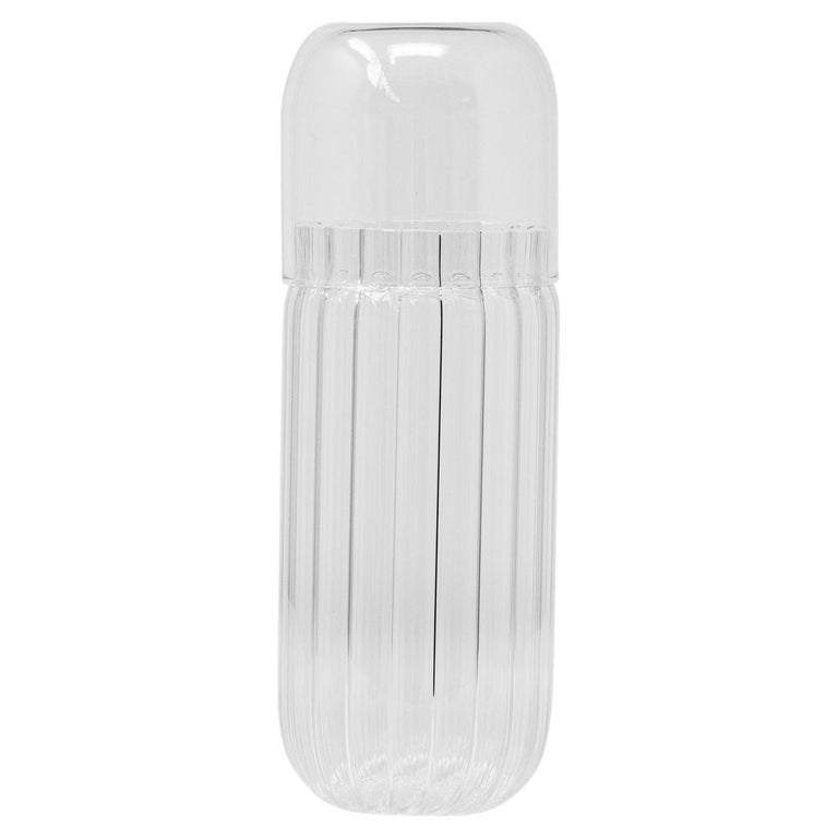 Venice Blown Contemporary Smooth and Striped Glass Minimal Container ...