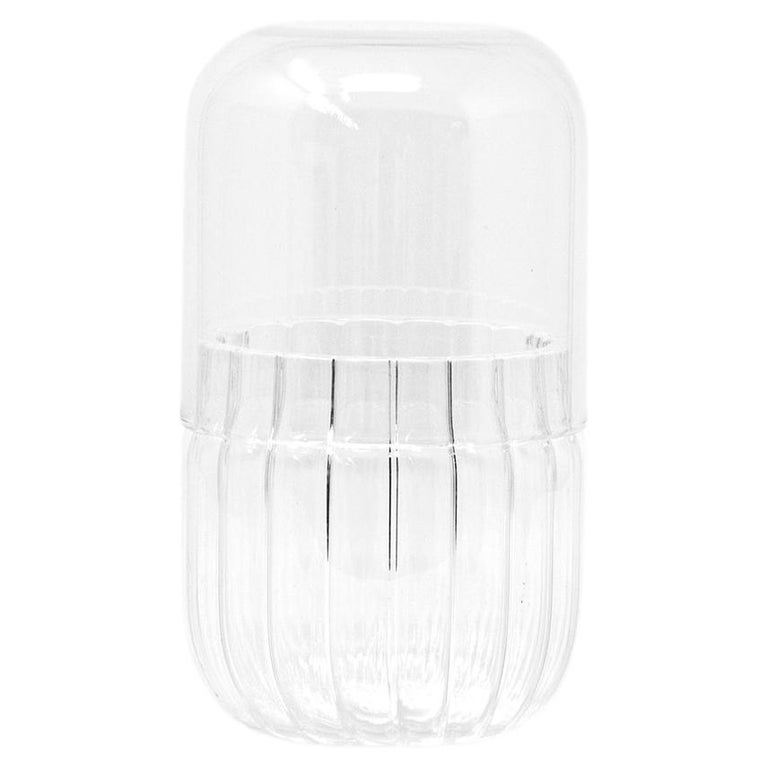 Venice Blown Contemporary Smooth and Striped Glass Minimal Container ...