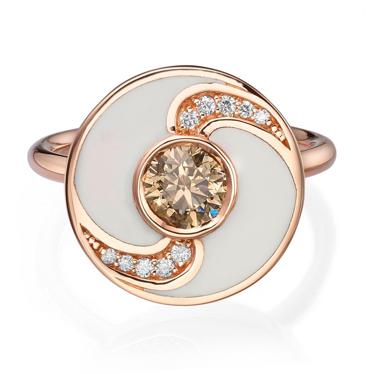 Venice Collection: Round Shaped 18k Rose Gold Diamond Ring with White ...