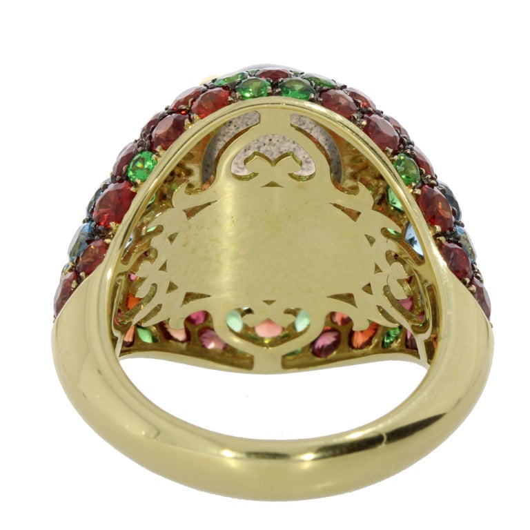 Venice Columbina 18 Karat Yellow Gold Labradorite and Diamonds Cocktail ...