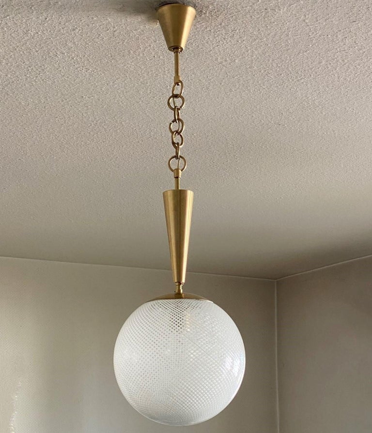 Venini Blown Murano Reticello Glass Pendant, 1950s, Atributed to Carlo ...