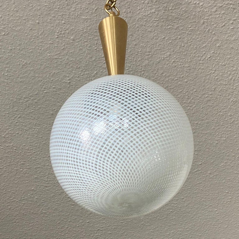 Venini Blown Murano Reticello Glass Pendant, 1950s, Atributed to Carlo ...