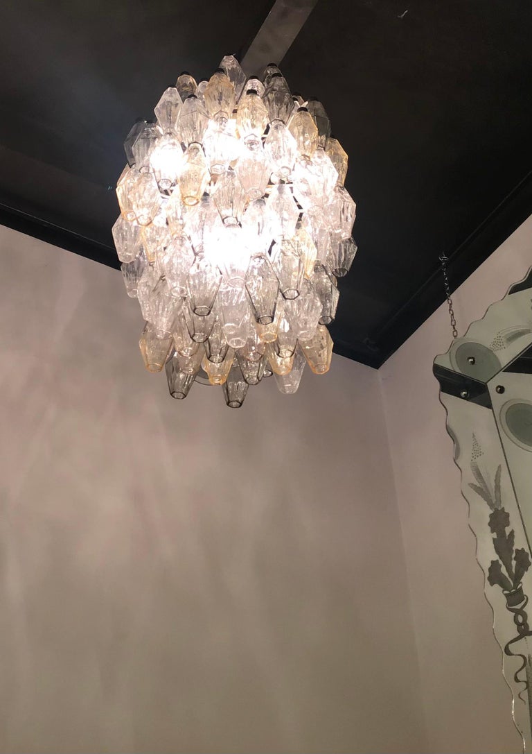 VENINI “Carlo Scarpa “ Poliedri. Chandelier Brass Murano Glass Iron ...