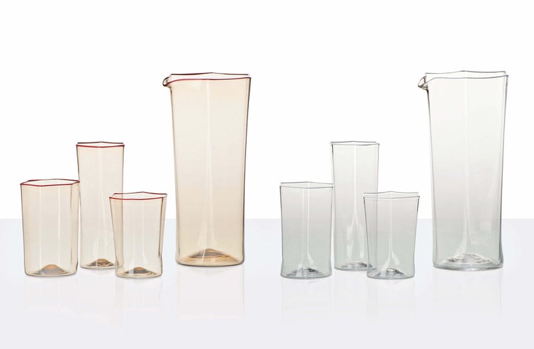 Venini Esagonale Caraffa in Straw Yellow and Coral by Carlo Scarpa For ...