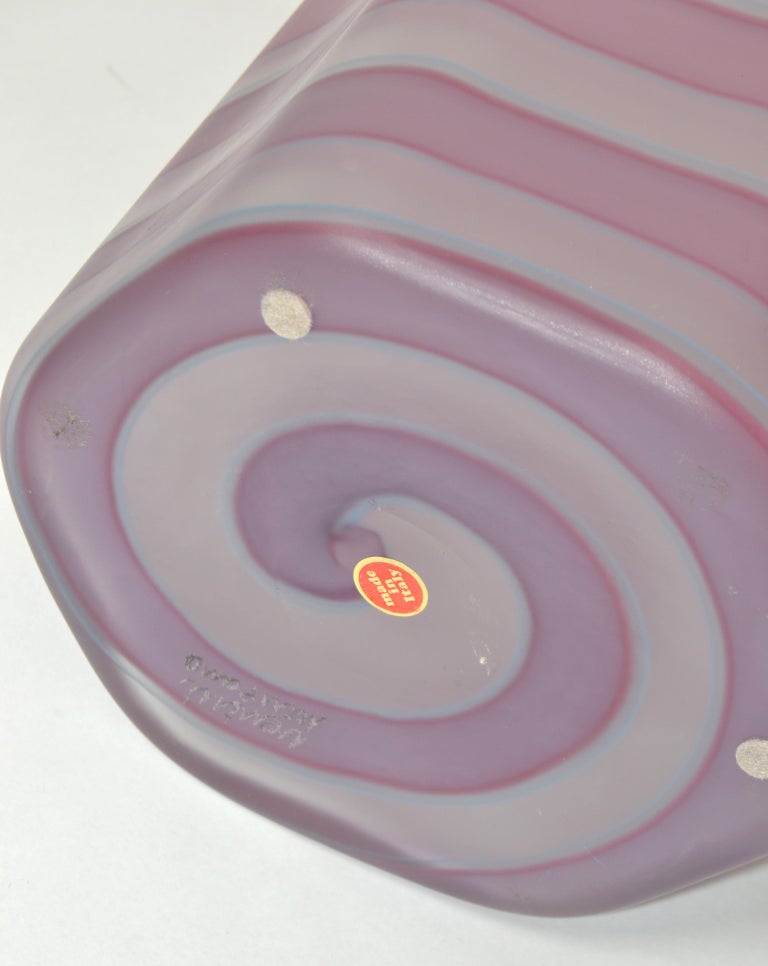 Venini Italy Blown Murano Art Glass Floor Vase Pink Swirls Mid-Century ...
