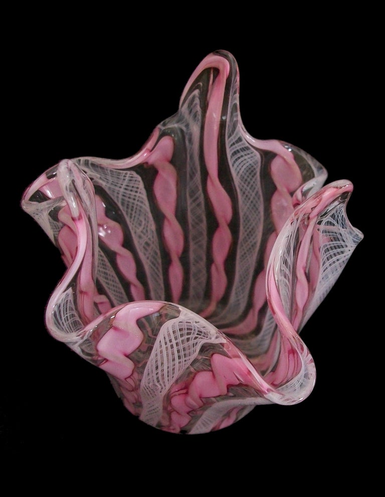 Venini, Mid-Century Latticino Handkerchief Vase, Unsigned, Italy, C ...