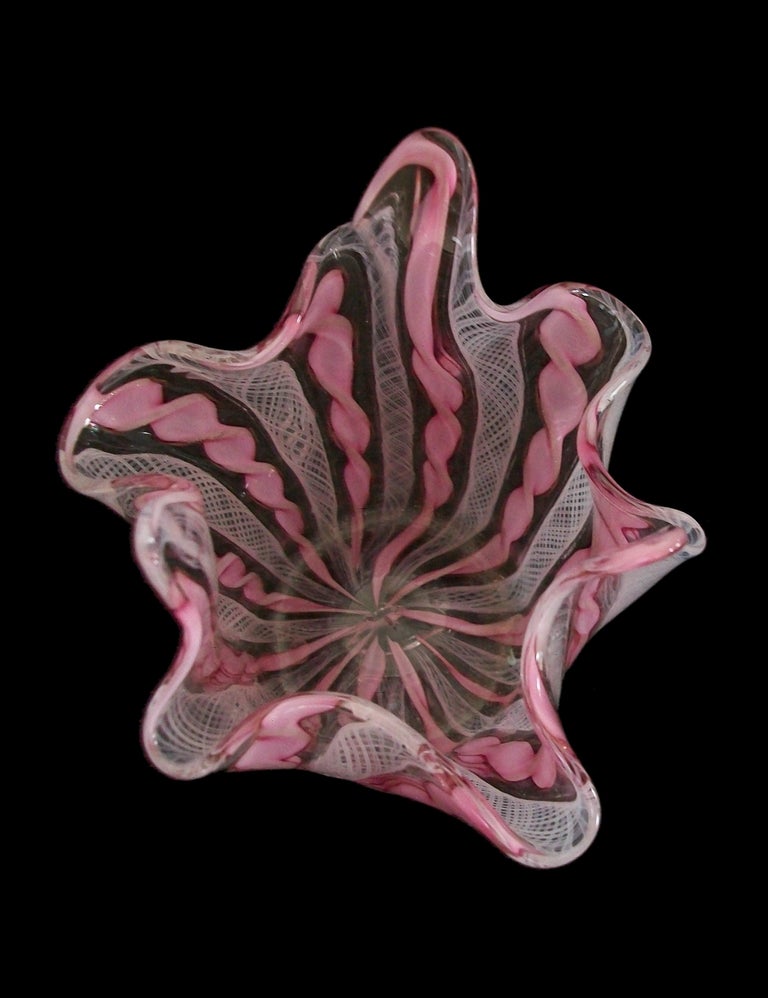 Venini, Mid-Century Latticino Handkerchief Vase, Unsigned, Italy, C ...