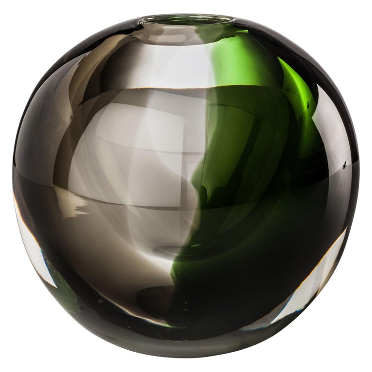 Venini Milano Globe Glass Vase in Green and Gray For Sale at 1stDibs ...