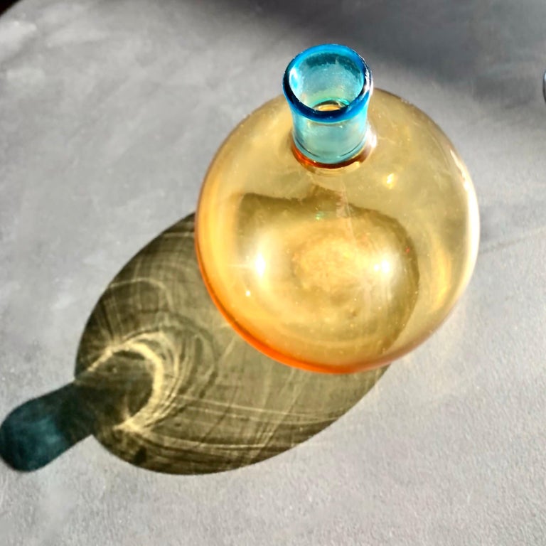 Venini Murano Glass Bottles, Incalmo Two-Toned Neck Vases, Set of Three ...