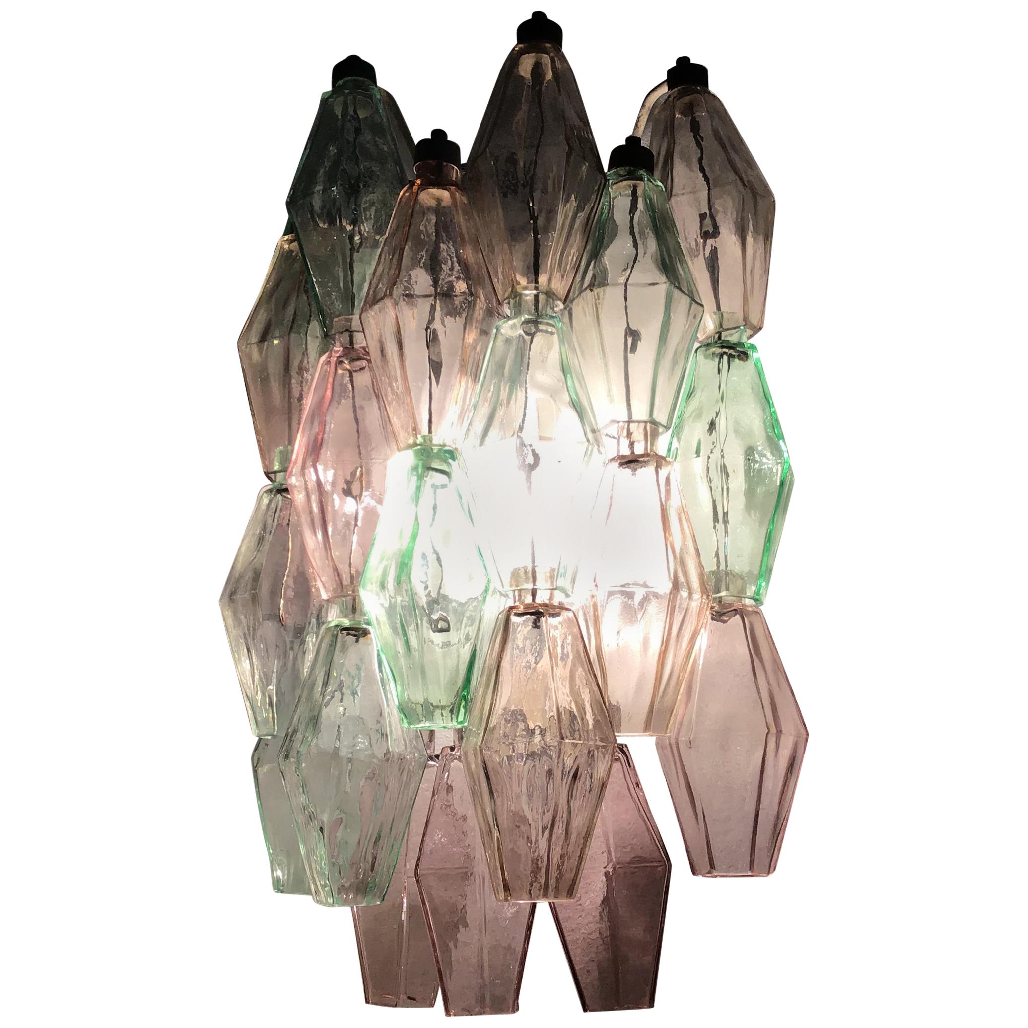 Venini Poliedri Carlo Scarpa Brass and Murano Glass Sconces, 1955 at ...