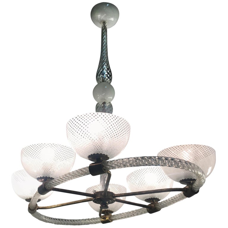 Venini "Reticello" Chandelier, Murano, 1940 For Sale at 1stDibs