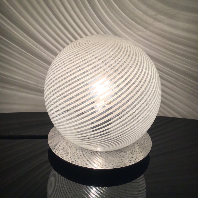 Venini Table Lamp Murano Glass Metal Crome 1960 Italy For Sale at 1stDibs