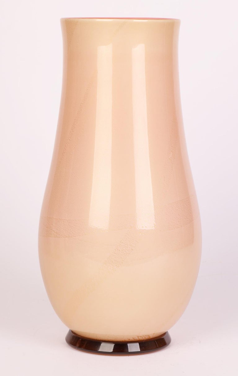 Venini Venetian Large Tall Peach and Aventurine Art Glass Vase For Sale ...