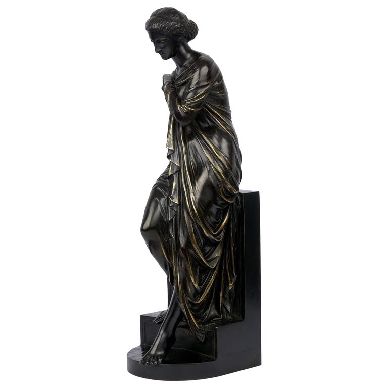 “Venus Bathing” French Antique Bronze Sculpture by Eugene Aizelin at ...