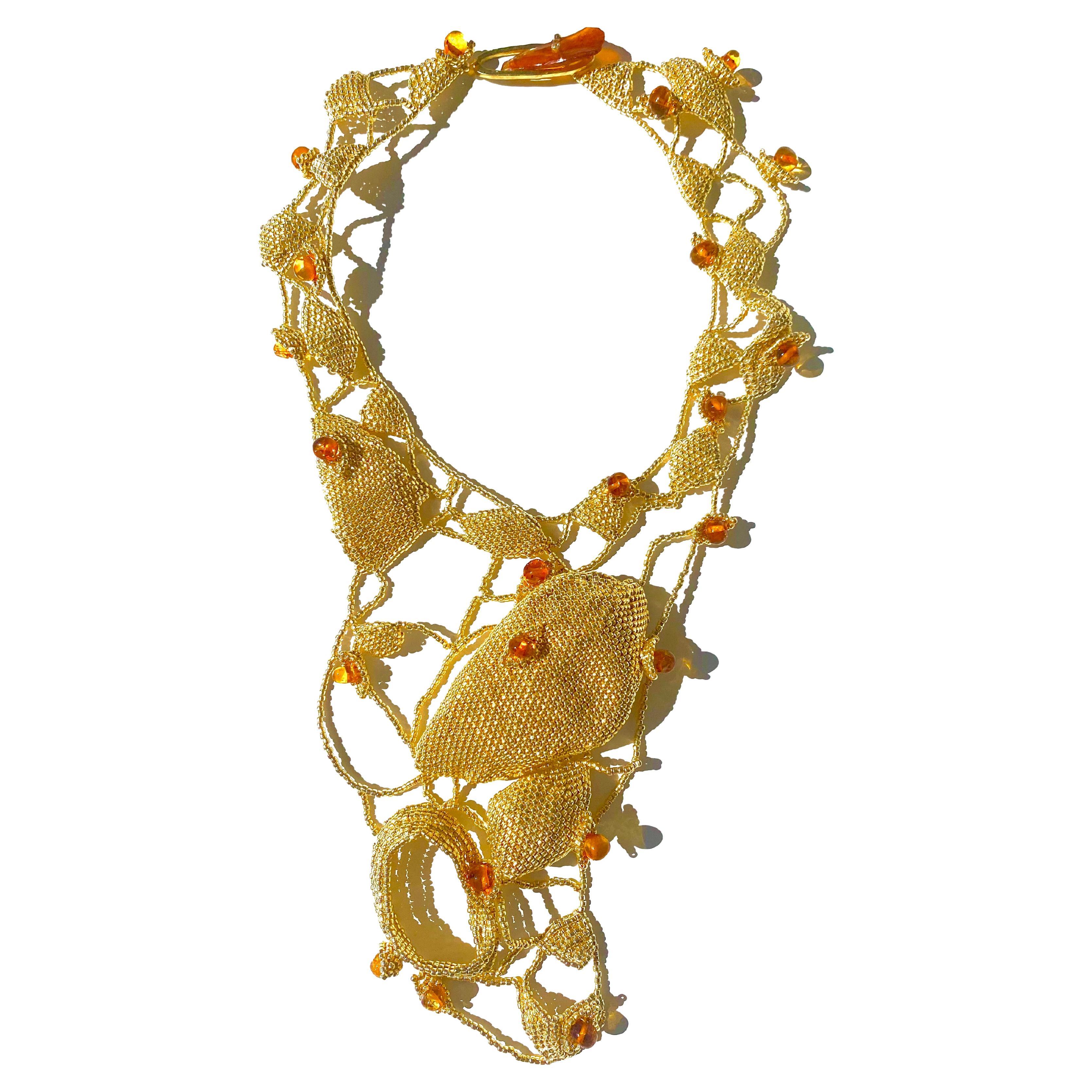 Venus Gold and Amber Necklace at 1stDibs