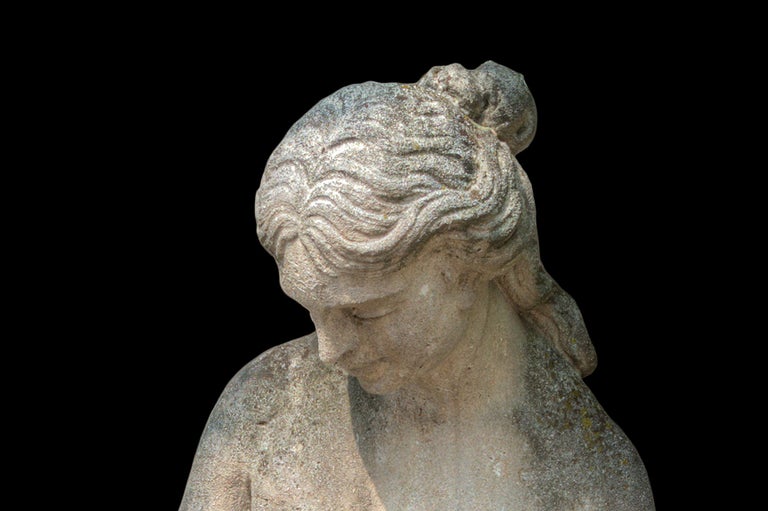 Venus Italian Carved Large Stone Garden Sculpture For Sale at 1stDibs