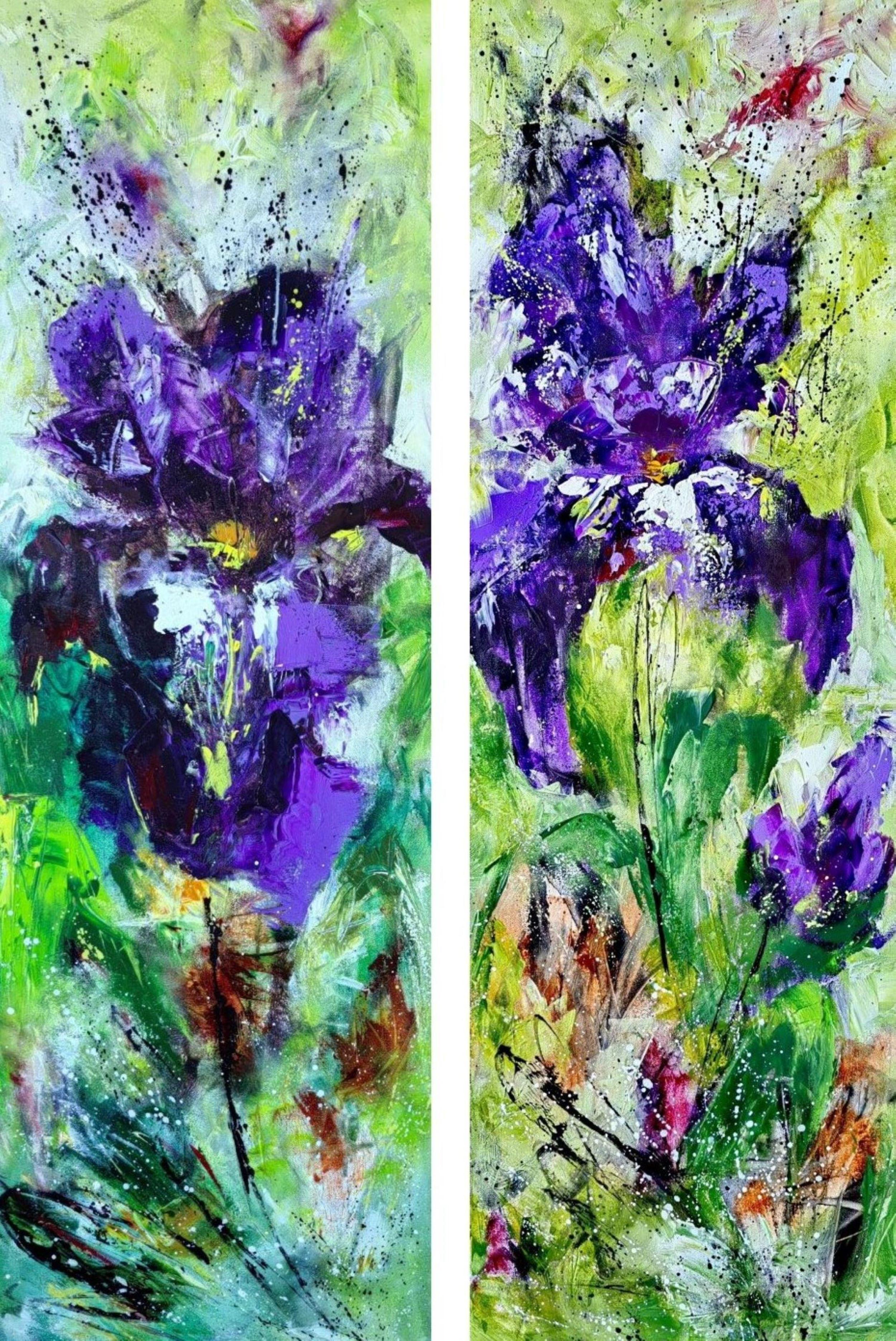 Vera Hoi - Diptych "Trio of Irises" from "Colours of Summer" collection ...