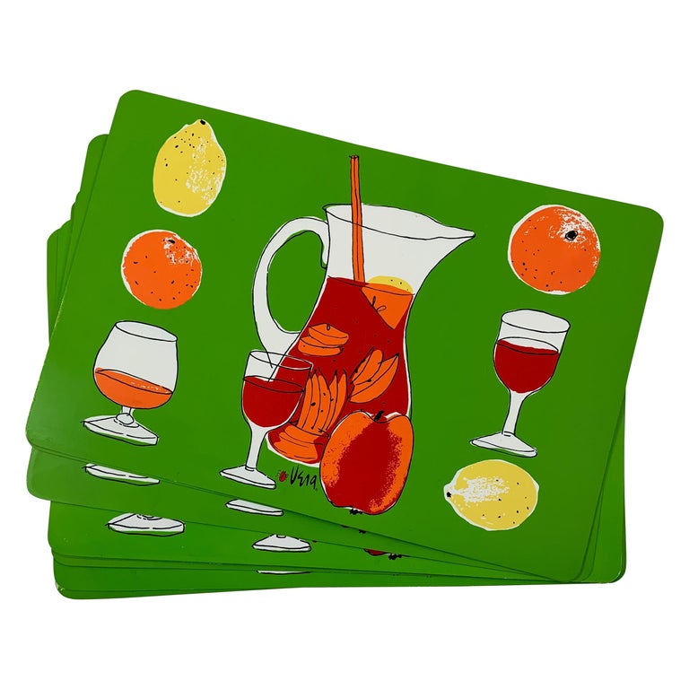 Vera Neumann Sangria Pitcher, Glasses and Citrus Fruit Plastic ...