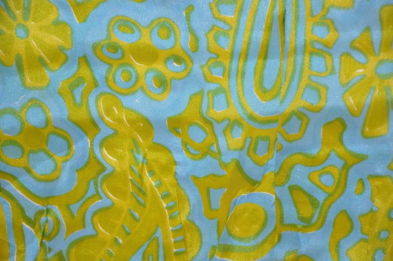 Vera Turquoise and Lime 'Abstract Palsey" Print Silk Scarf For Sale at ...