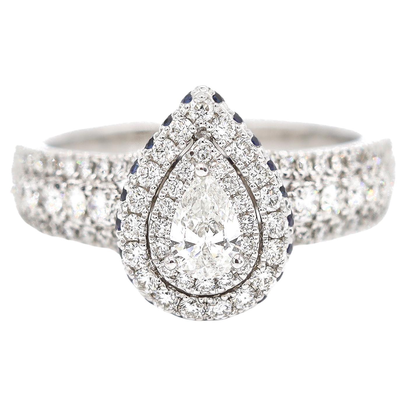 Pear Shaped Diamond White Gold Mens Ring with Diamond Setting at ...