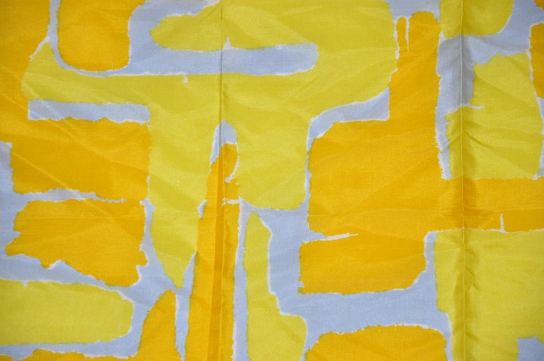 Vera Whimsical "Shades of Banana Yellow" Geometric Abstract Silk Scarf ...