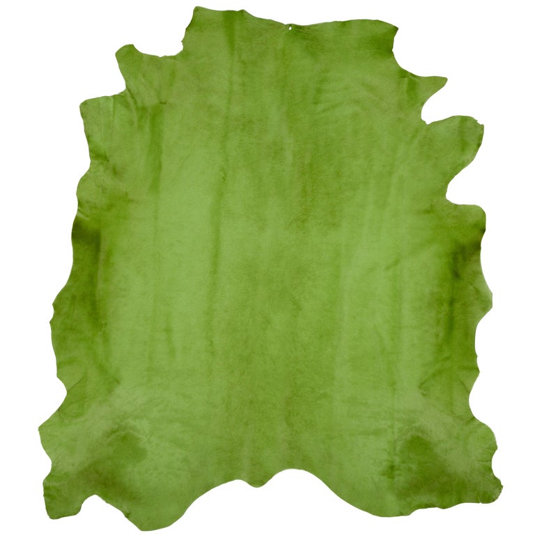 Apple Green Genuine Large European Cowhide Hair Rug at 1stDibs