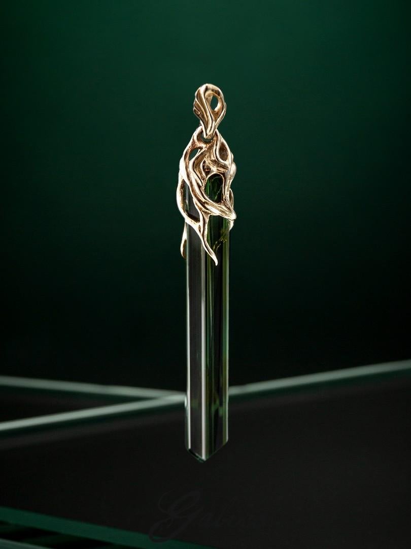 Verdelite Crystal Gold Pendant Green Tourmaline Natural Brazilian For ...